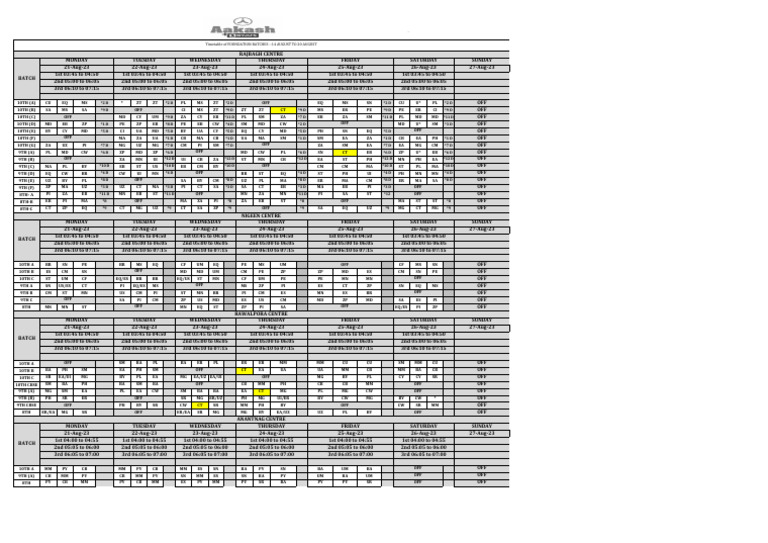 Foundation Batches Timetable Overview | PDF