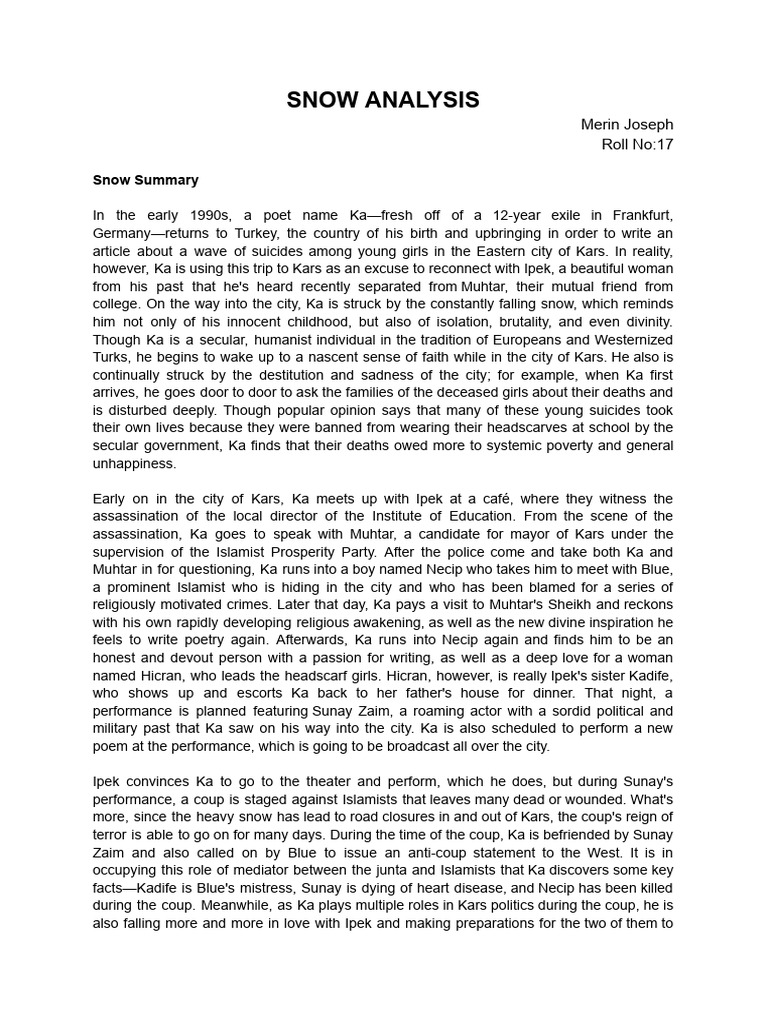 Snow Analysis | PDF | Faith | Narrative