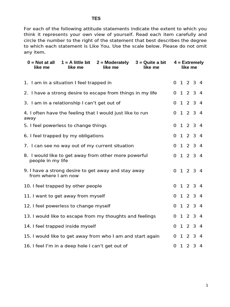 Entrapment Scale Assessment Tool | PDF | Affect (Psychology) | Psychology