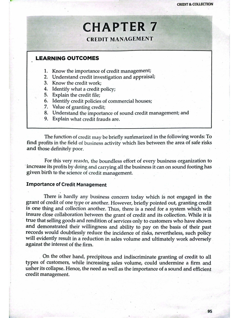 CC - Chapter 7 Credit Management | PDF