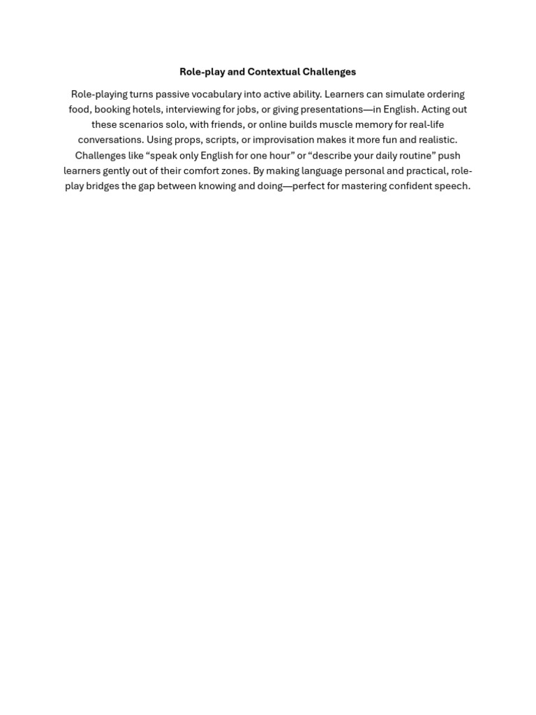 Role-Play and Contextual Challenges | PDF