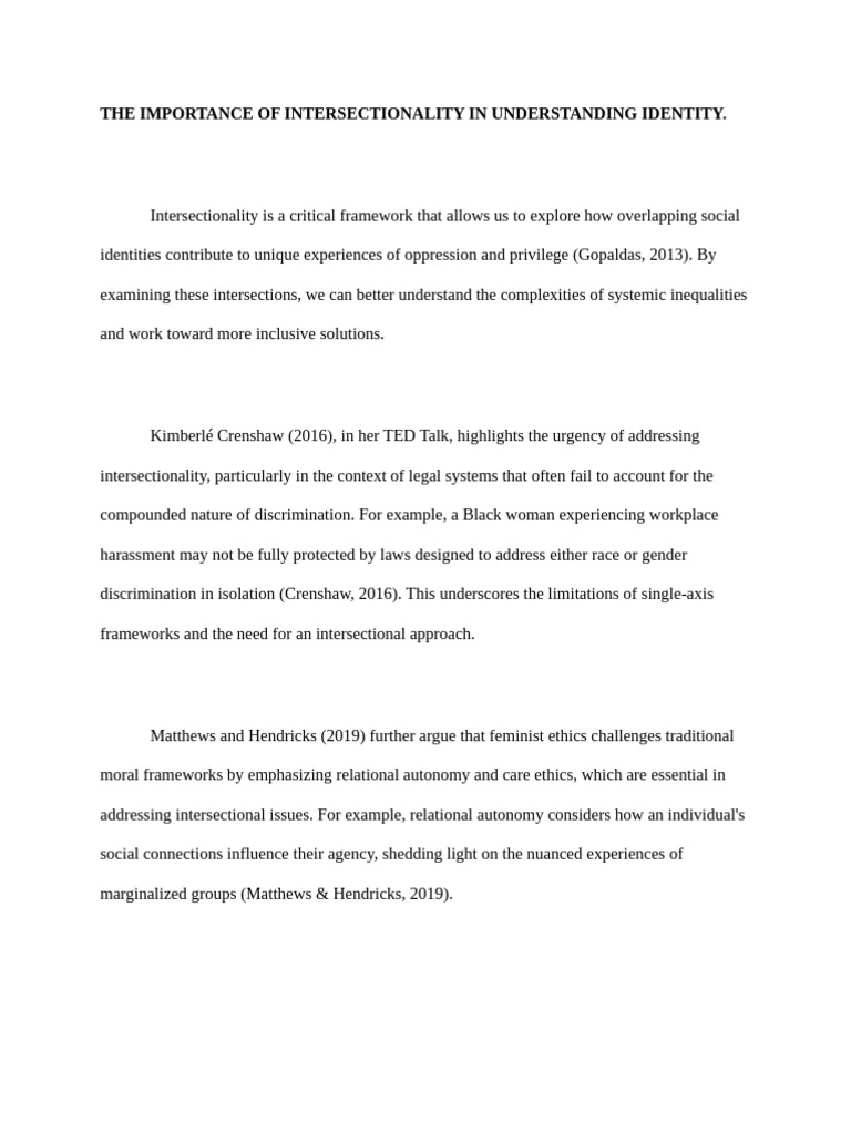 The Importance of Intersectionality in Understanding Identity | PDF | Intersectionality | Gender ...