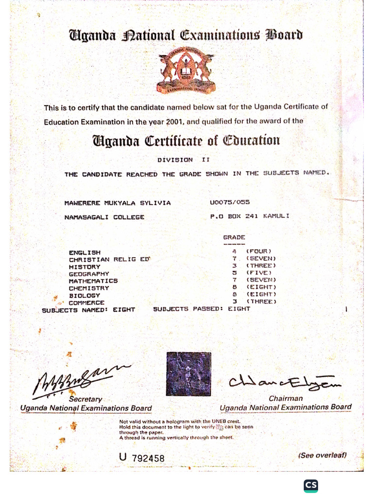 Uce Certificate | PDF