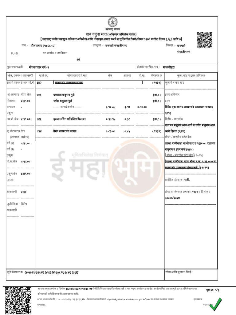 दौलताबाद 79 Satbara | PDF