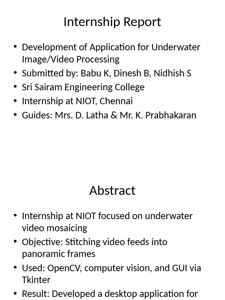 Underwater Image Video Processing Presentation | PDF