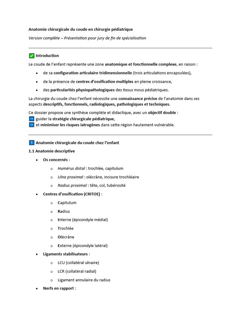 Anatomie du coude en chirurgie pédiatrique | PDF | Système squelettique ...