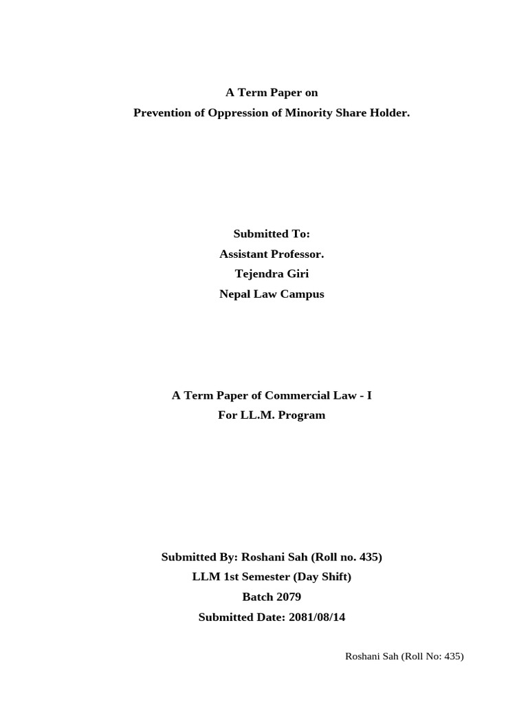 Oppression To Minority | PDF | Private Law | Justice