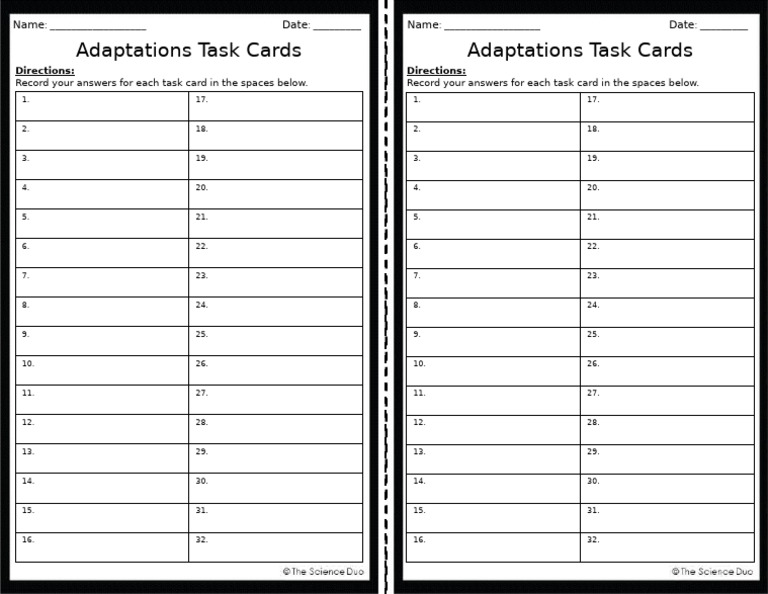 Student Recording Sheet - Notebook Format For Adaptation | PDF