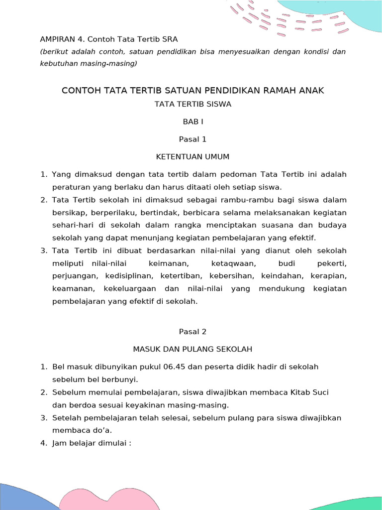 Contoh Tata Tertib Sra | PDF