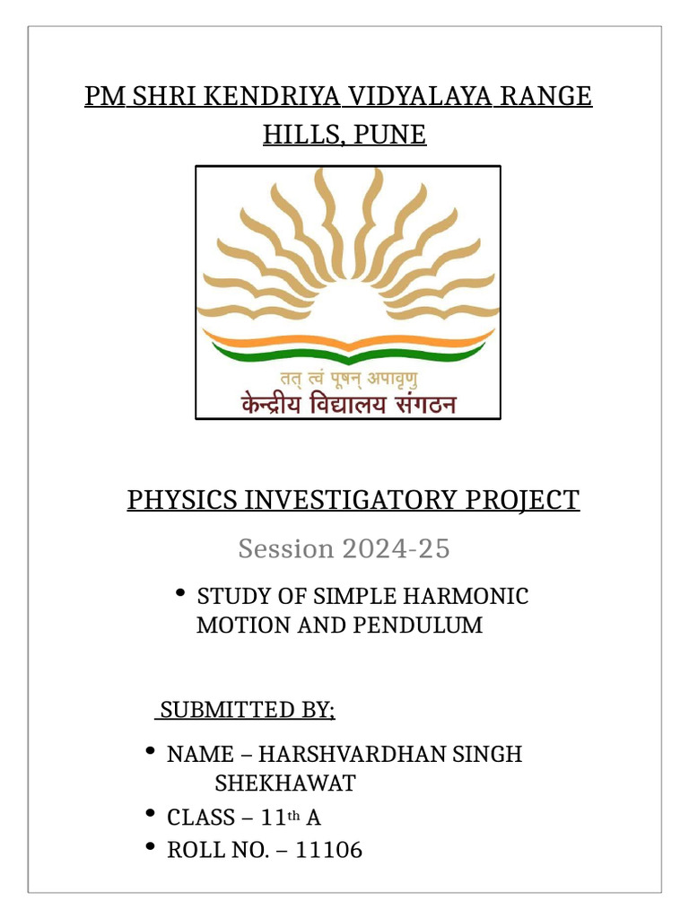 SHM and Pendulum Project Report | PDF | Oscillation | Pendulum
