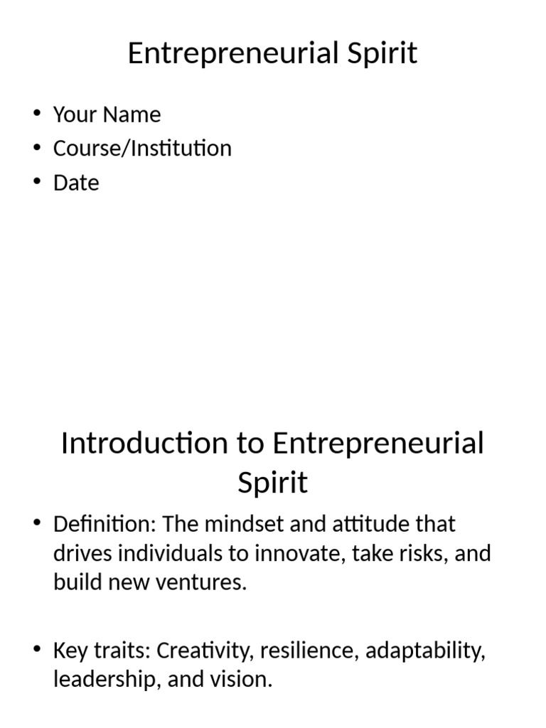 Defining Entrepreneurial Spirit | PDF