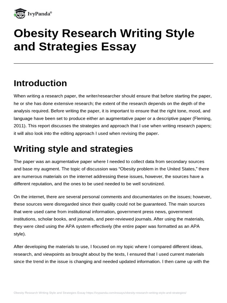 Obesity Research Writing Style and Strategies | PDF | Apa Style ...
