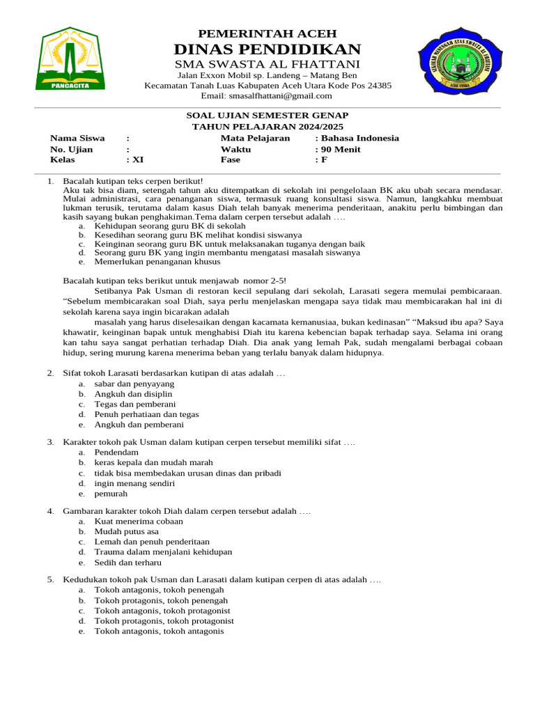 Soal Kurmer Xi Genap 2024-2025 | PDF