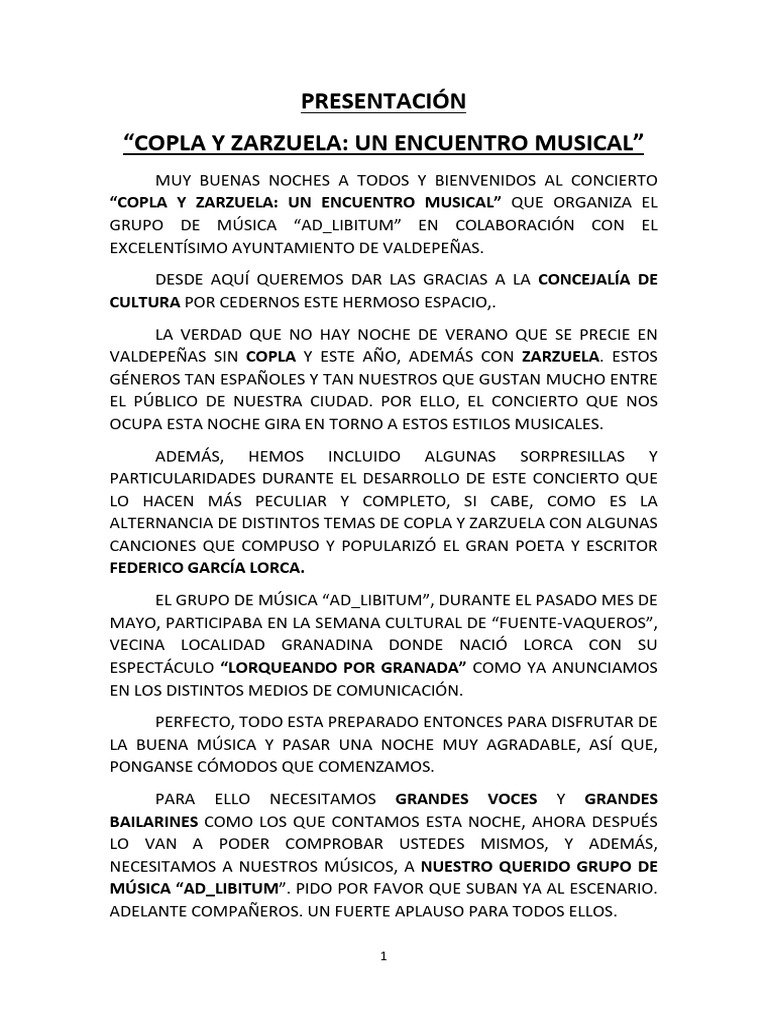 PRESENTACIÓN | PDF | Canciones | Federico García Lorca