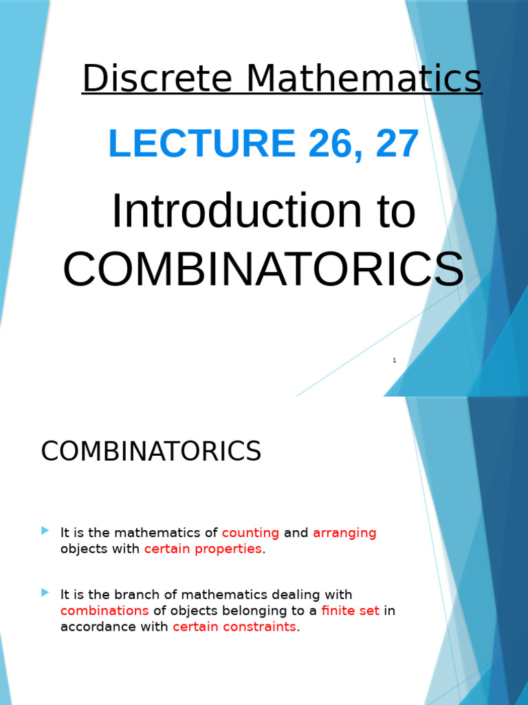 Combinatorics Counting Principles Guide | PDF | Discrete Mathematics ...