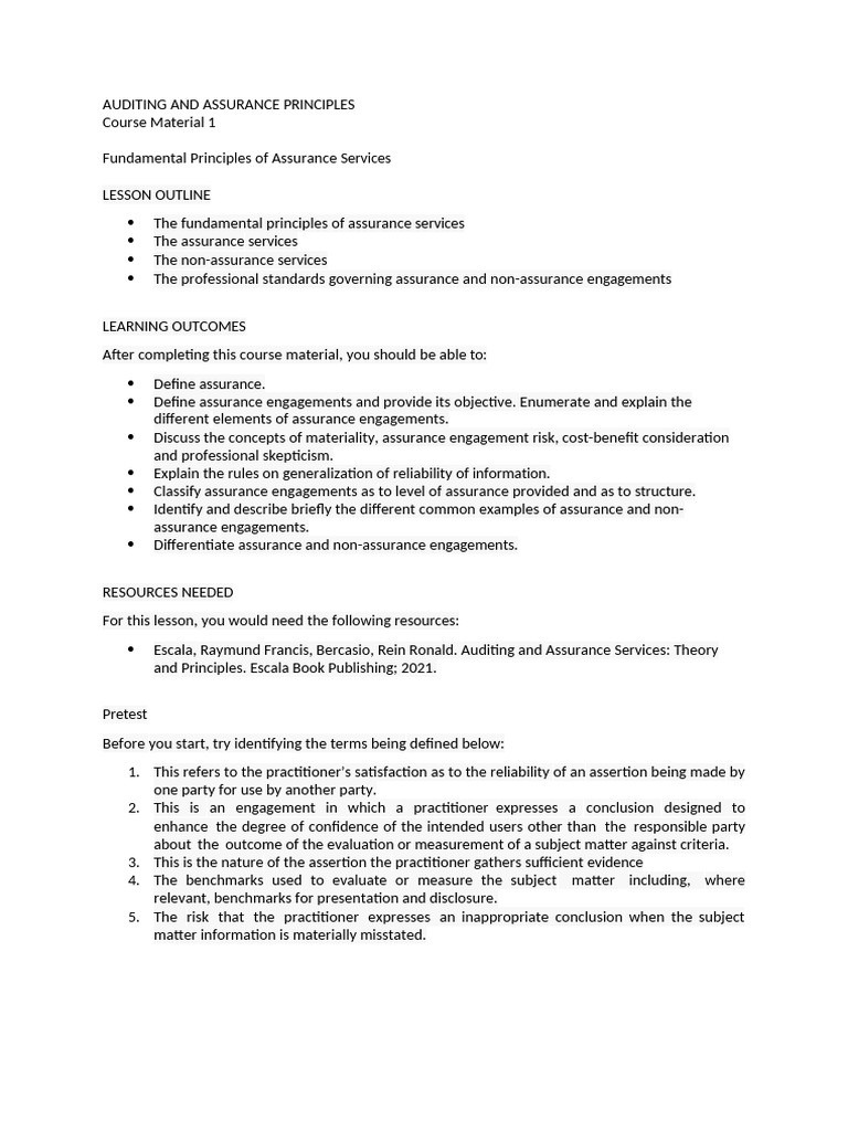Assurance Engagements Overview | PDF | Audit | Business