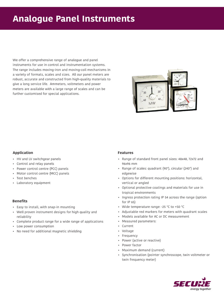 Analogue Panel Instruments Overview | PDF | Manufactured Goods ...