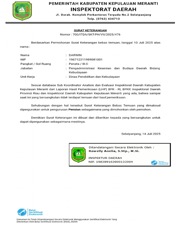 SKBT Darwin Pensiun1 | PDF