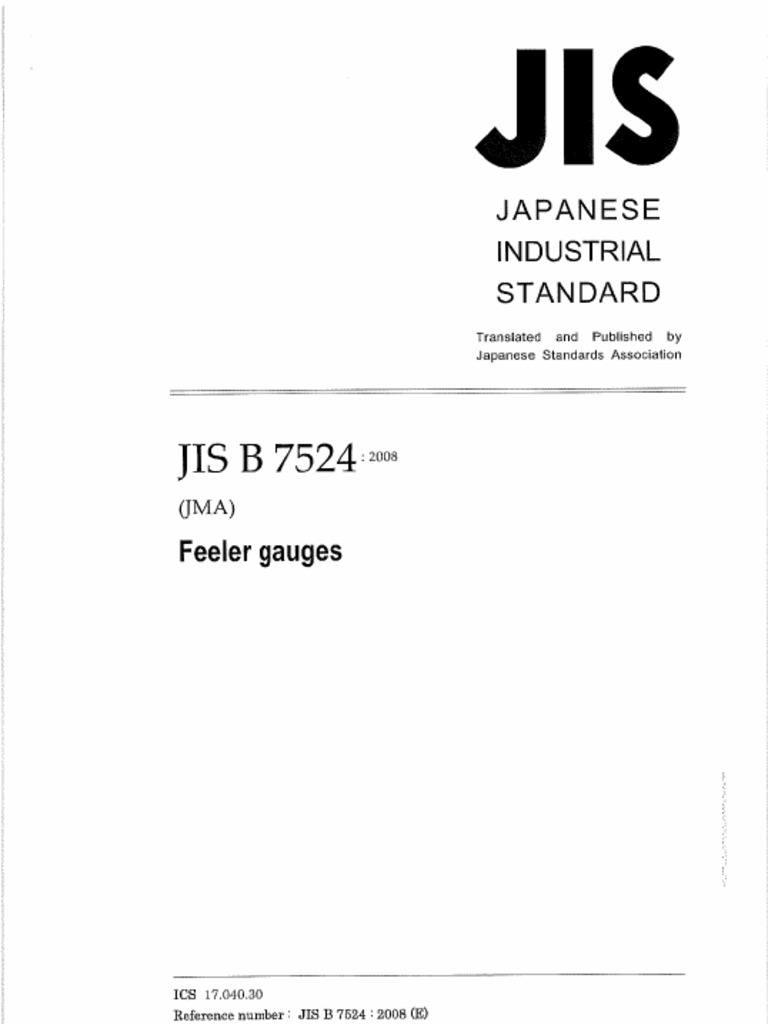 JIS B 7524 2008 (JMA) Feeler Gauges | PDF