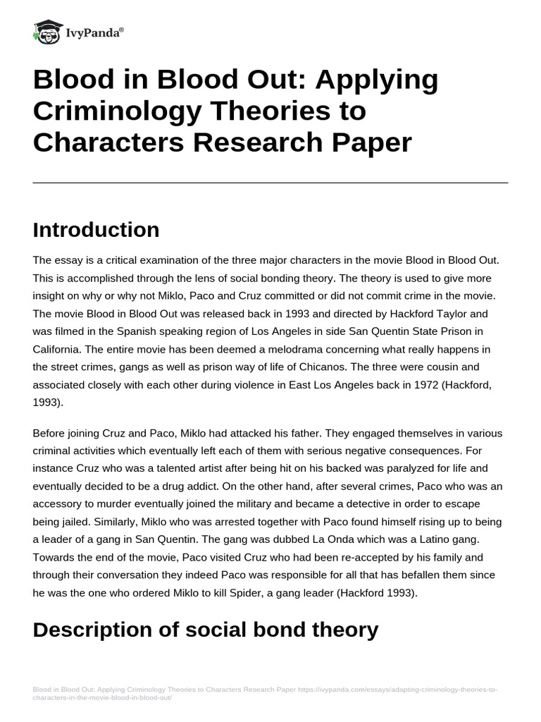 Criminology in Blood in Blood Out Analysis | PDF | Social Psychology ...