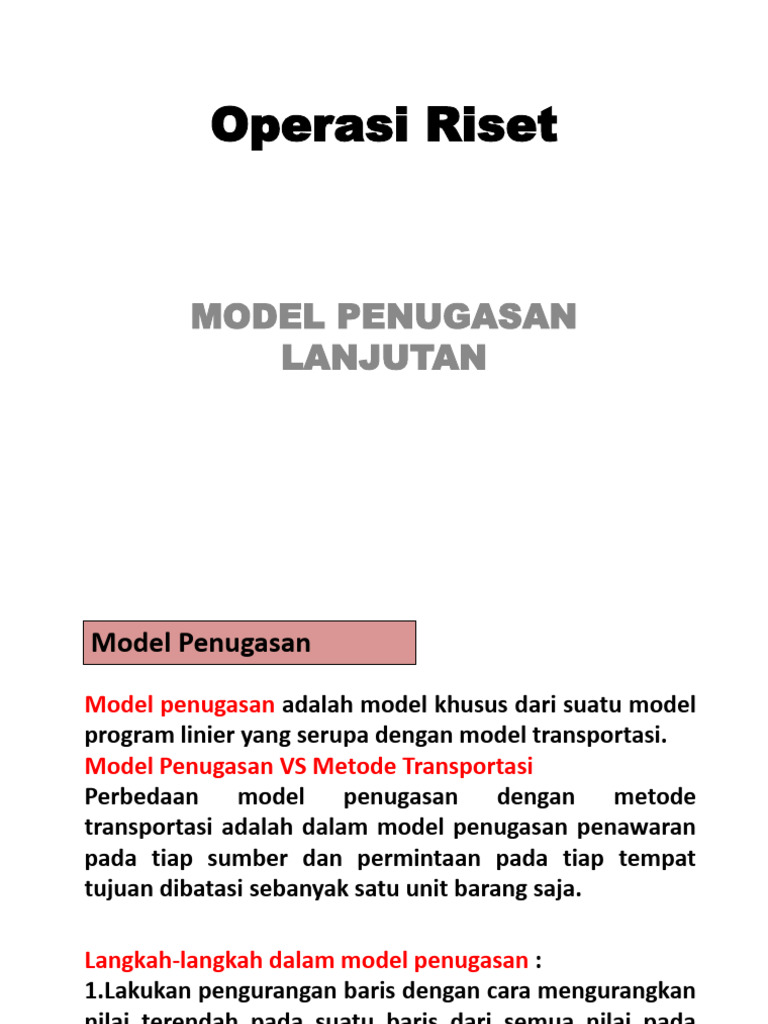 Metode Penugasan-2 | PDF