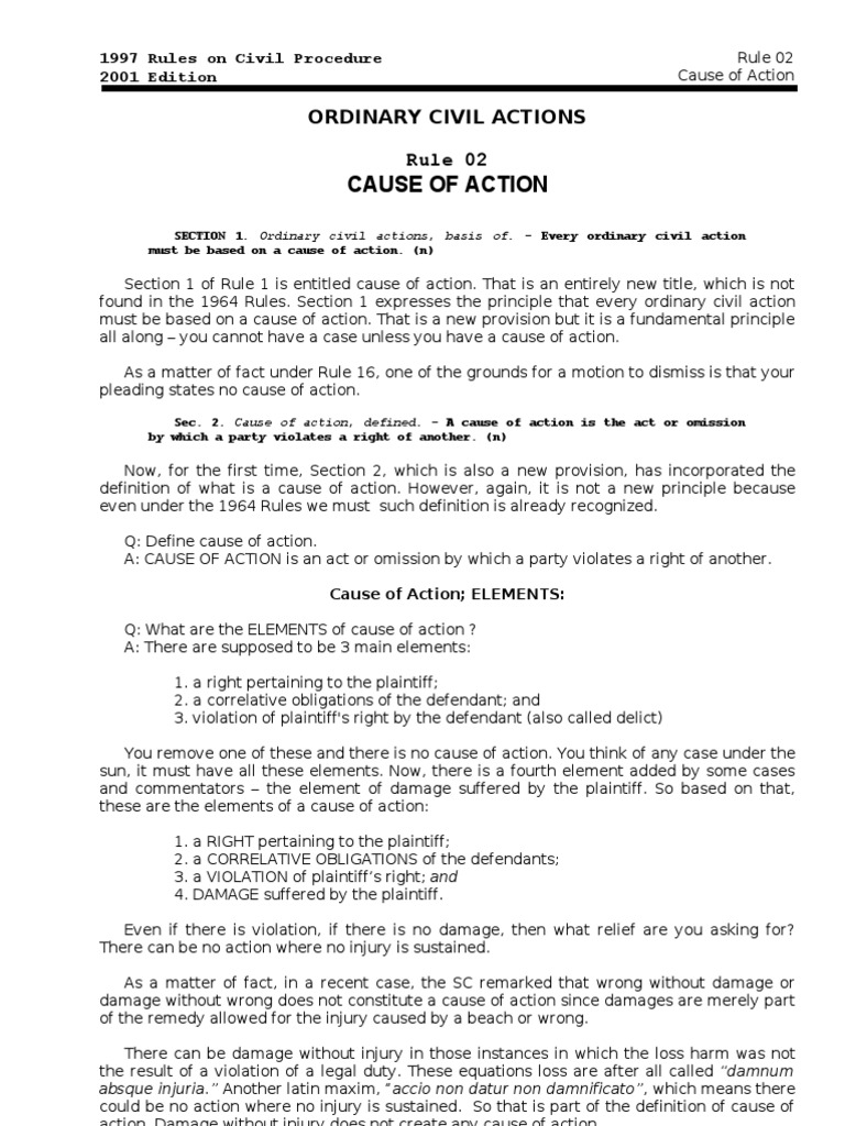 Understanding Cause of Action Elements | PDF | Foreclosure | Joinder