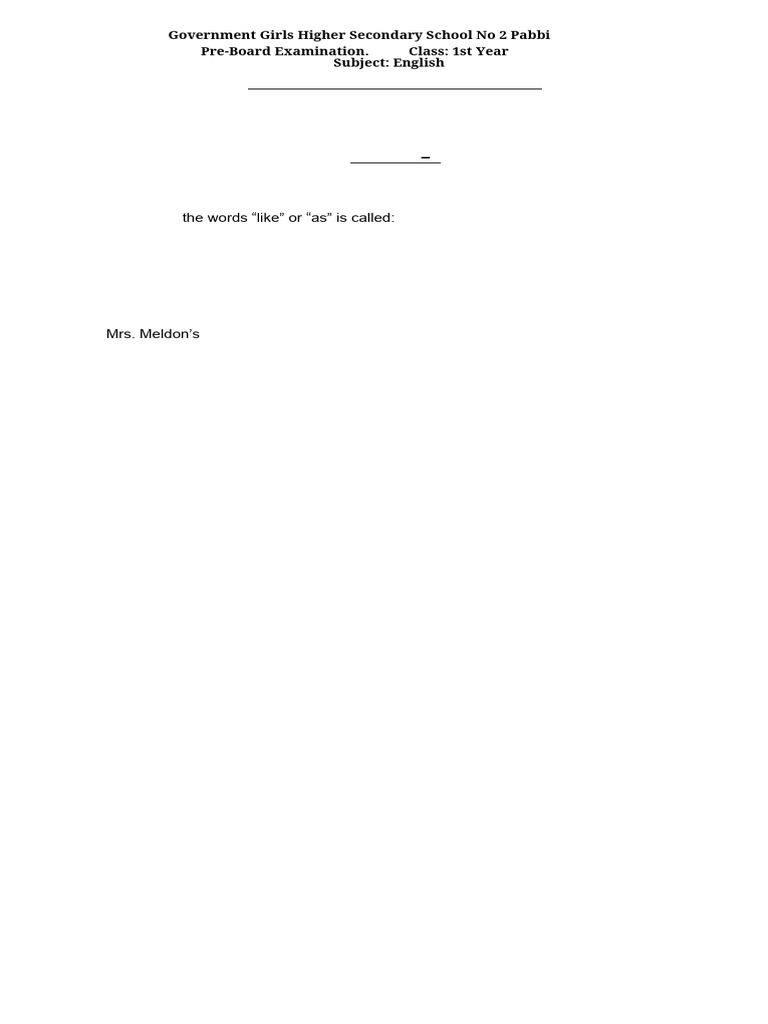 1st Year English Model Paper 2025 | PDF | Noun | Adjective