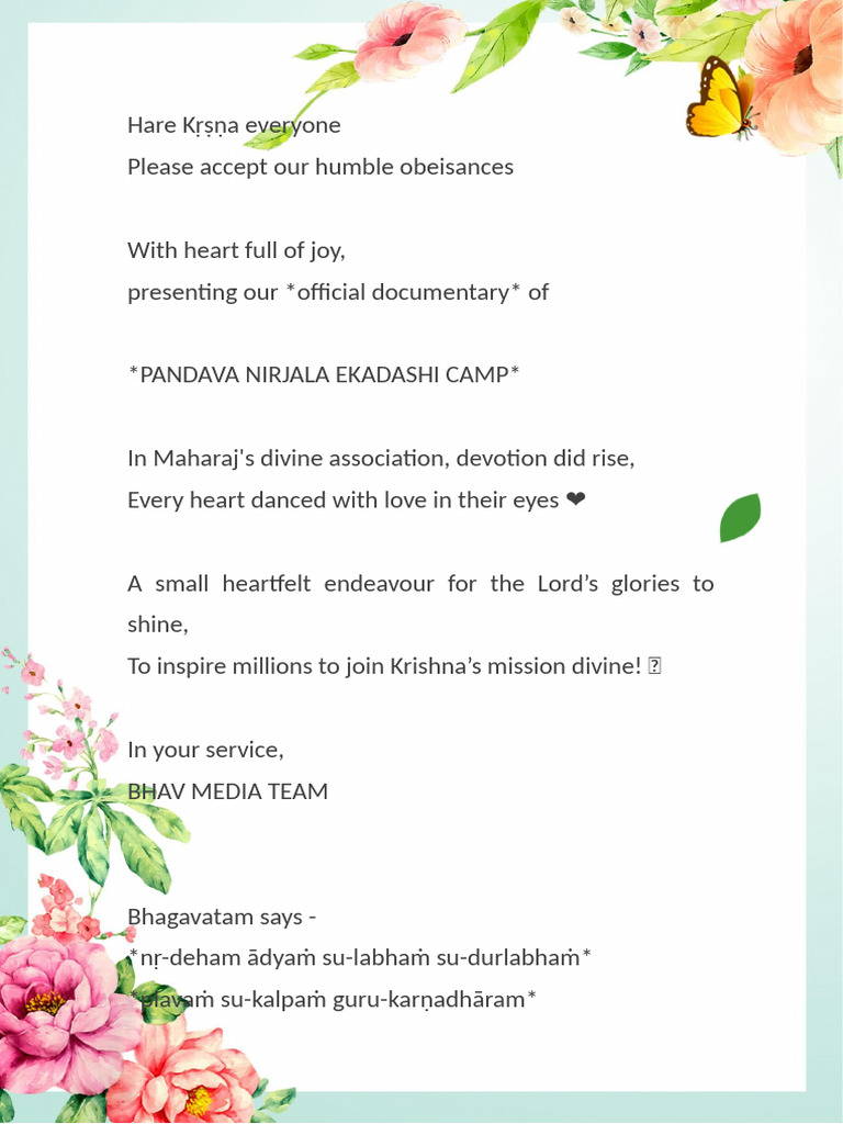 HH Bhakti Ashraya Vaishnava Swami Maharaj's Community Glimpse | PDF