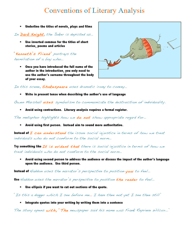 Literary Analysis Conventions Guide | PDF | Ellipsis | Metre (Poetry)