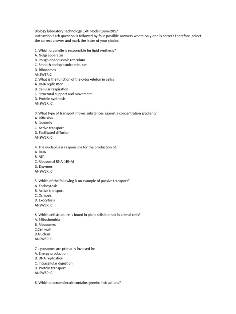 Biology Lab Technology Exam 2017 | PDF | Dna | Cellular Respiration