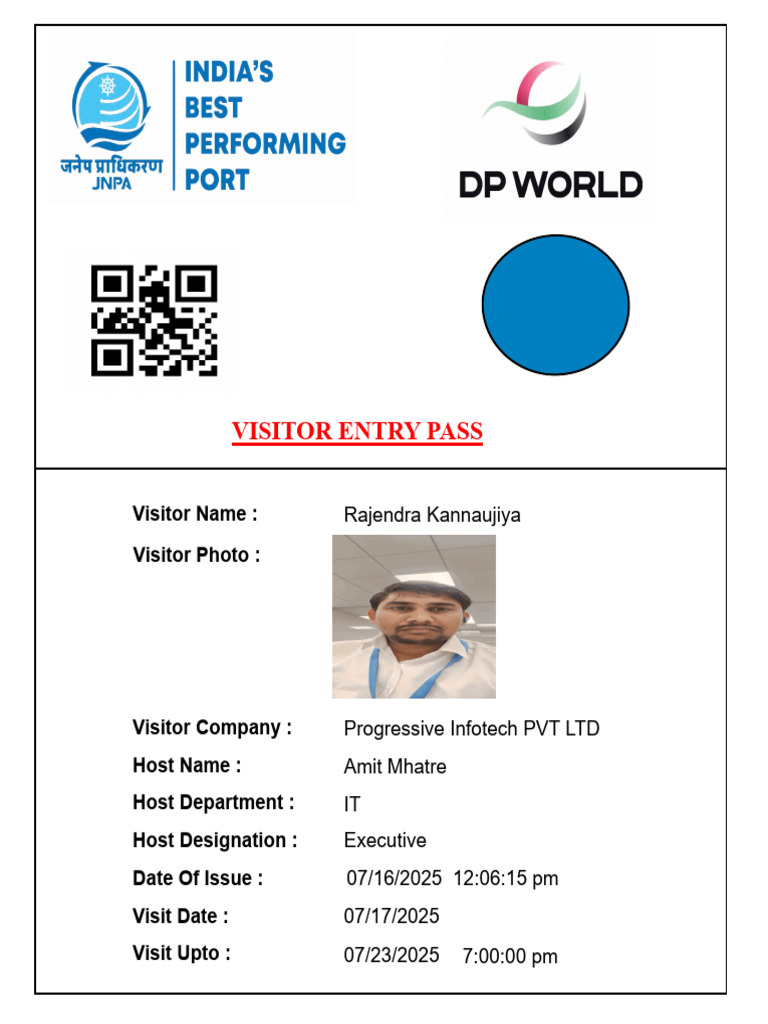 Visitor Entry Pass for Rajendra Kannaujiya | PDF