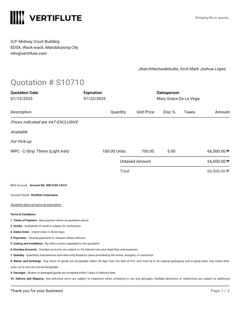 Quotation - S10710 (1) | PDF | Payments