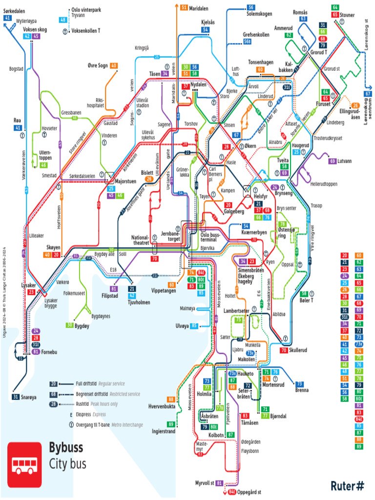 Linjekart For Bybuss I Oslo Fra 19. August | PDF