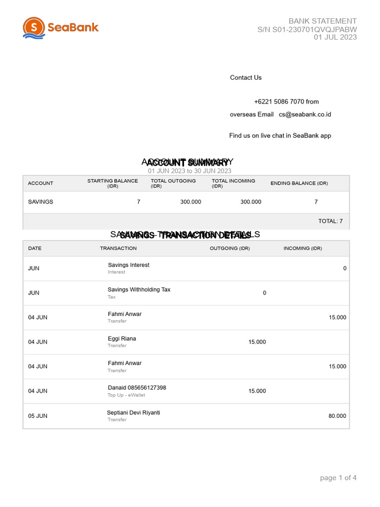 Bagi Seabank Statement 20230716-1 | PDF | Payments | Corporate Jargon