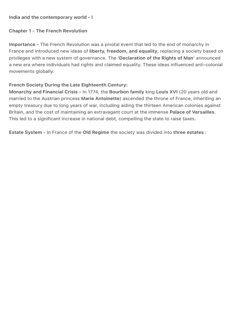 French Revolution Notes by Arun Sir | PDF | French Revolution | Taxes