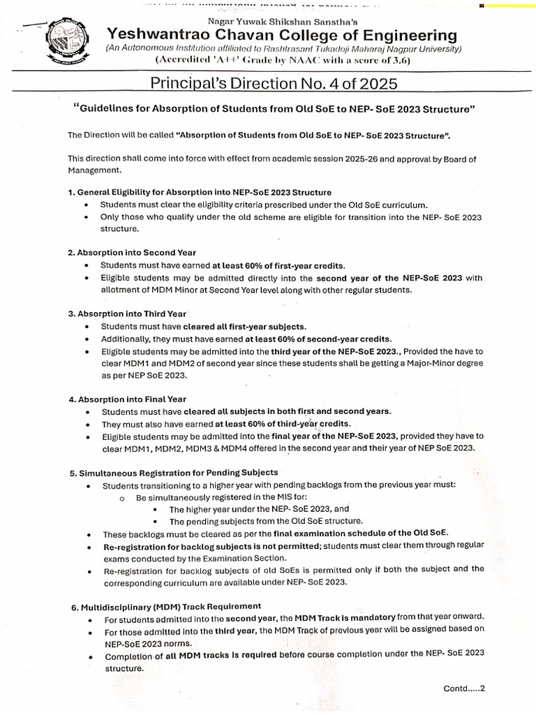 Principal Direction 4 of 2025 Nep Soe 23 Absorption | PDF