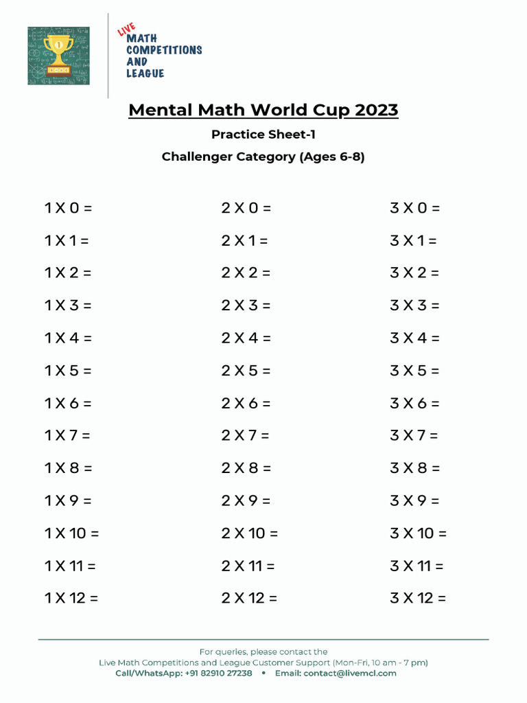 2-2023 MMWC Challenger Practice Sheet 1 | PDF