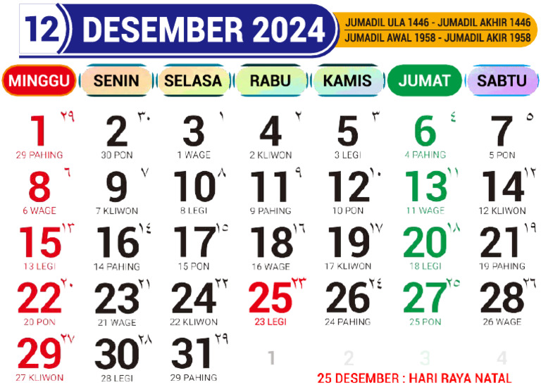 12 Kalender 2024 Lengkap Dengan Tanggal Merah PDF | PDF
