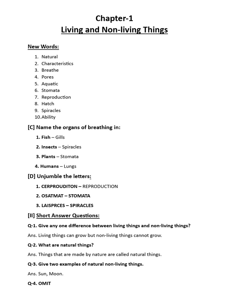 CH - 1 - Living Things and Non Living Things | PDF
