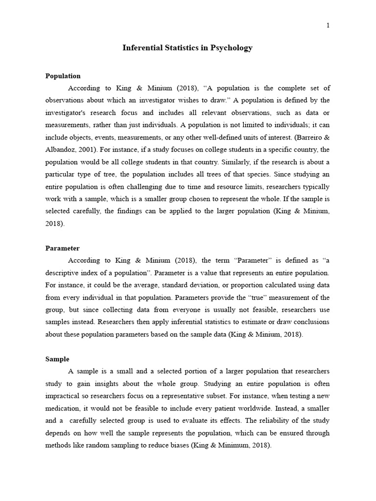 Inferential Statistics in Psychology (1) 1 | PDF | Statistics ...