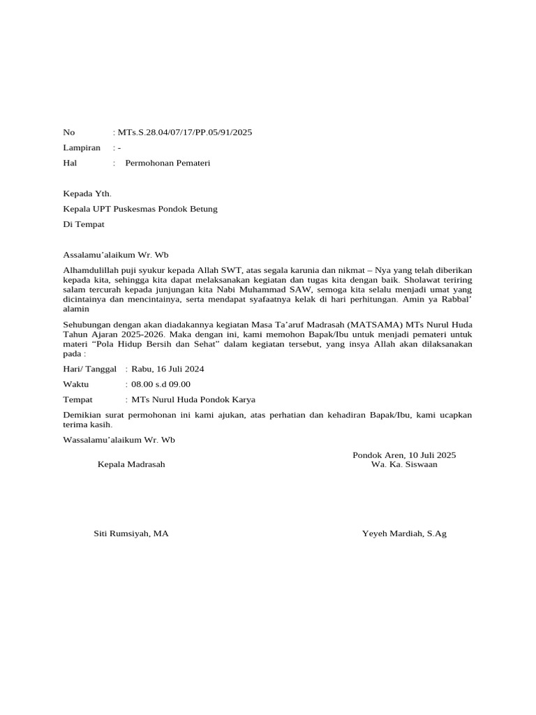 Surat Permohonan Puskesmas-1 | PDF