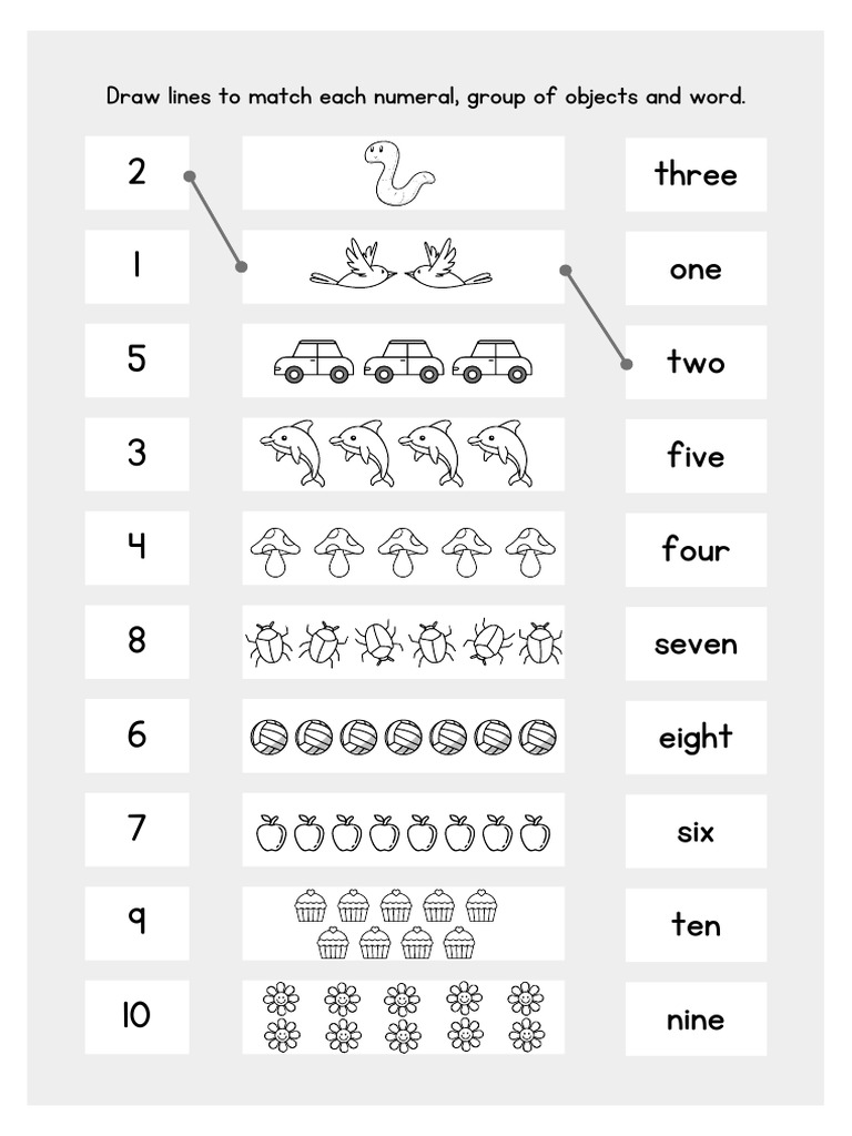 Illustrated Math Numbers To 10 Worksheet - 20250705 - 141752 - 0000 | PDF
