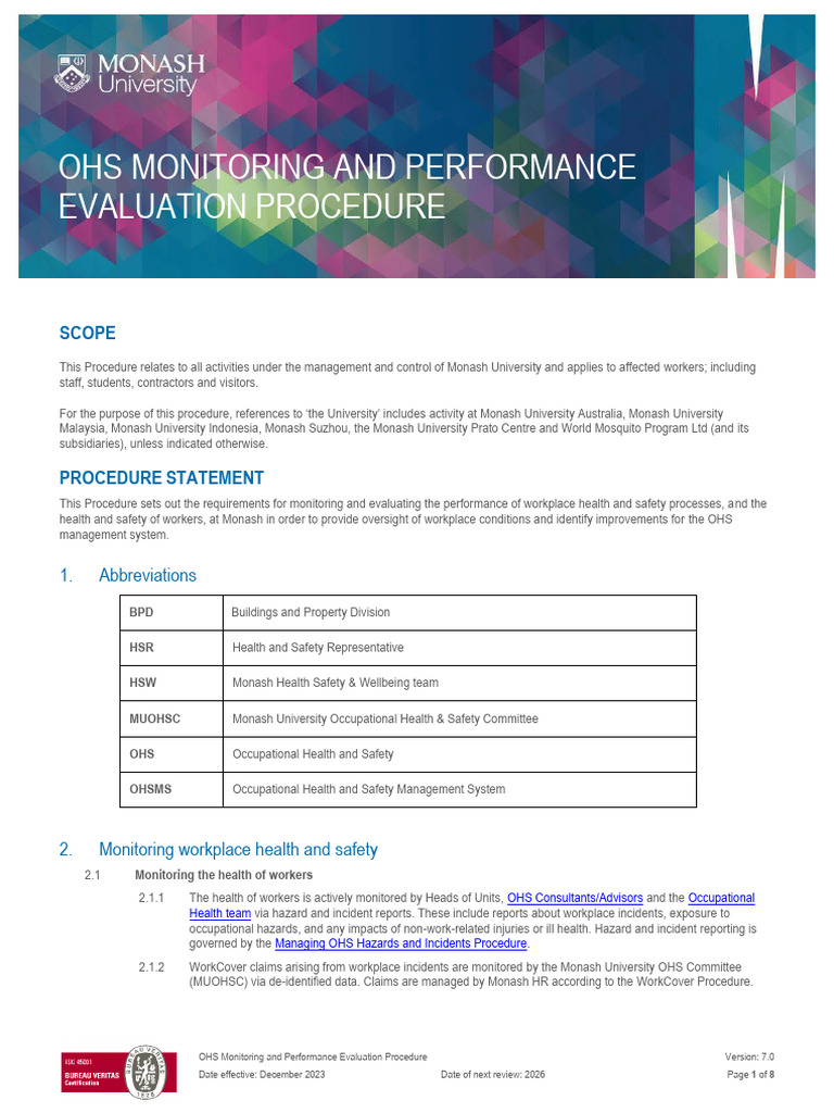 Ehs Monitoring and Measurement Procedure | PDF | Occupational Safety ...