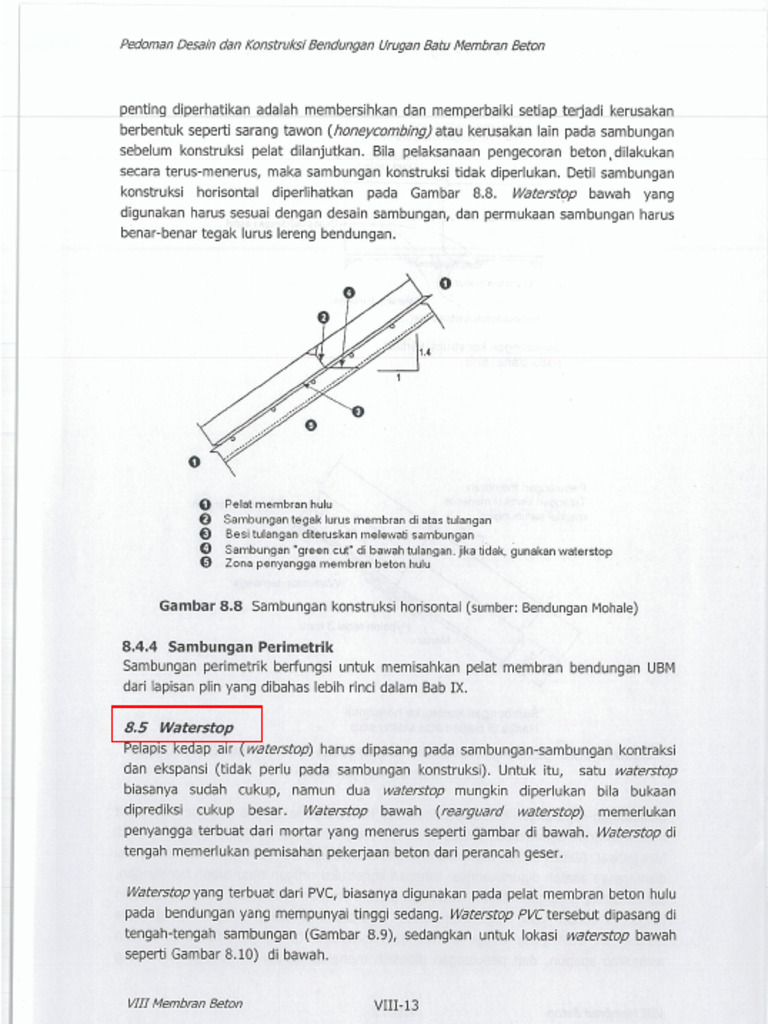 Bab 8-2 Pedoman Desain & Konstrksi Bend Urugan Batu Membran Beton | PDF
