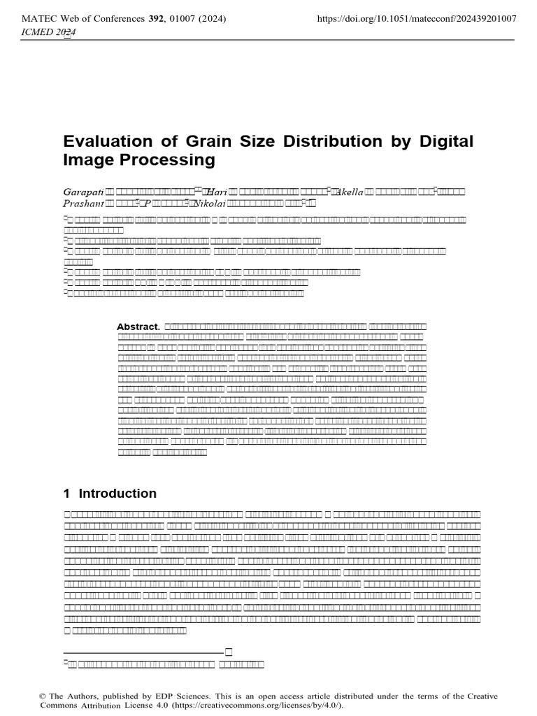 Evaluation of Grain Size Distribution by Digital Image Processing | PDF ...