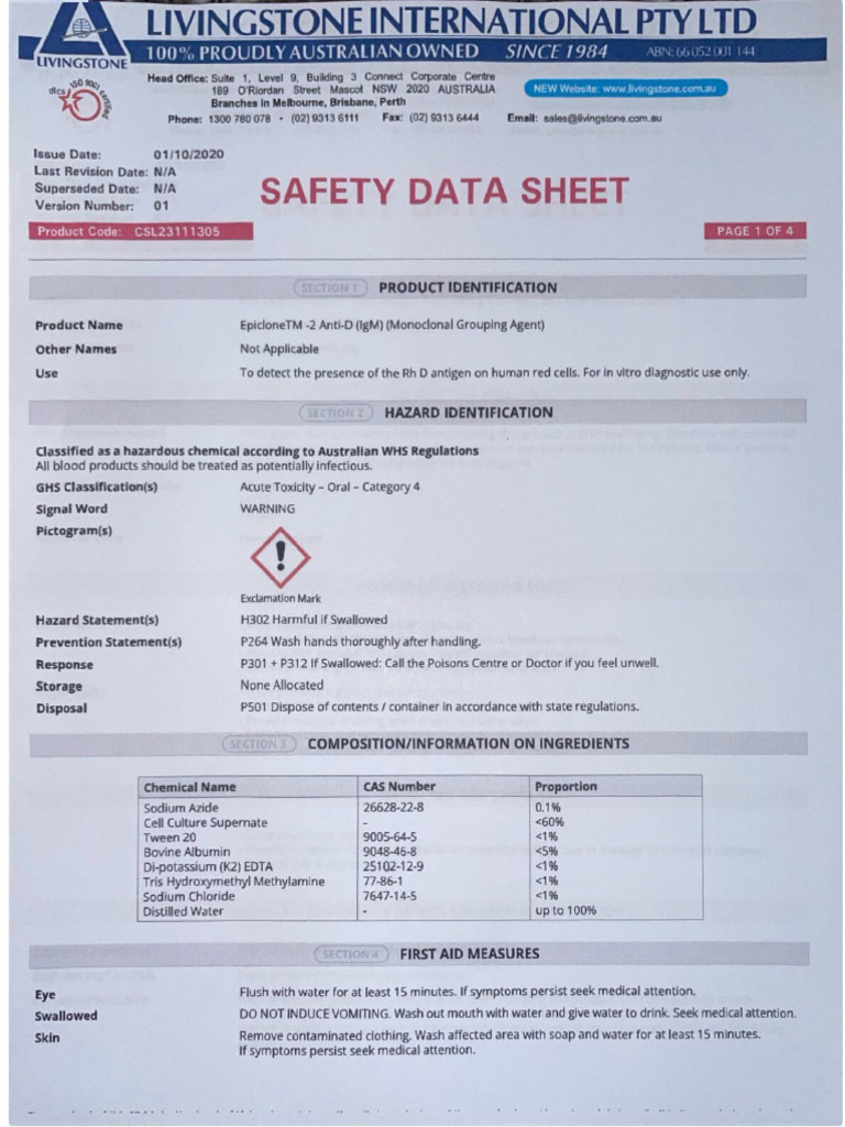 MSDS Anti D | PDF
