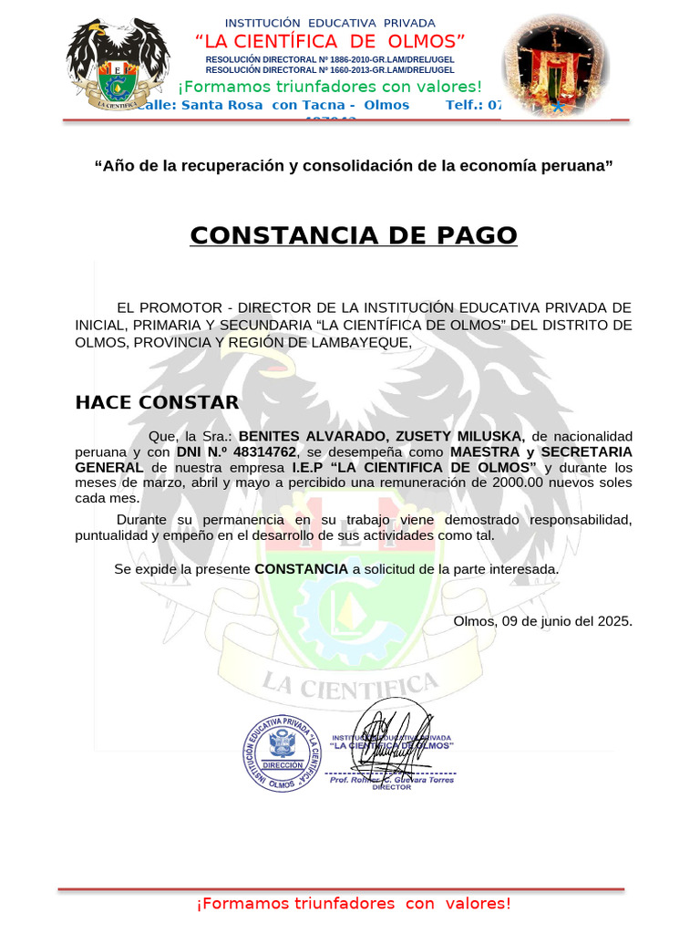 Constancia de Pagos | PDF