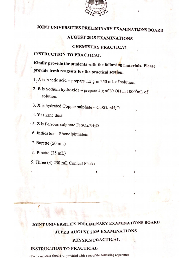Jupeb Practical Specimen | PDF