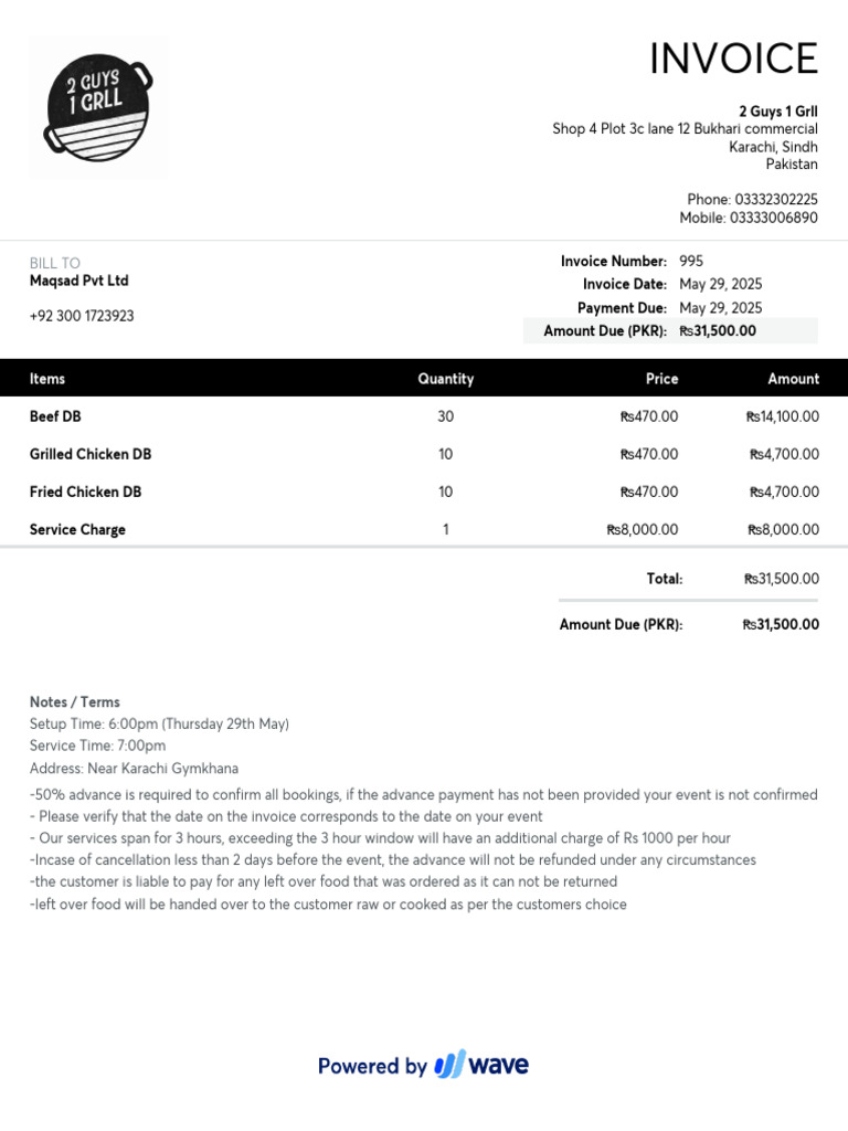 Invoice - 995 - 2025-05-29 Maqsad | PDF