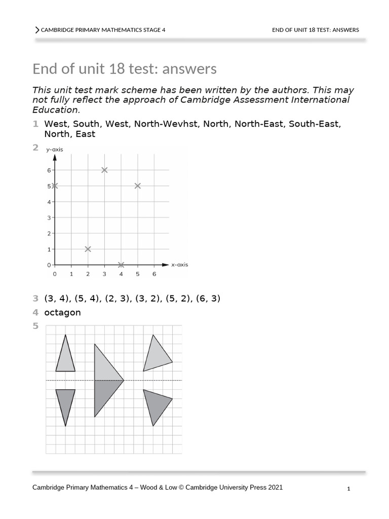 Prim Maths 4 2ed TR Unit Test Answers 18 | PDF